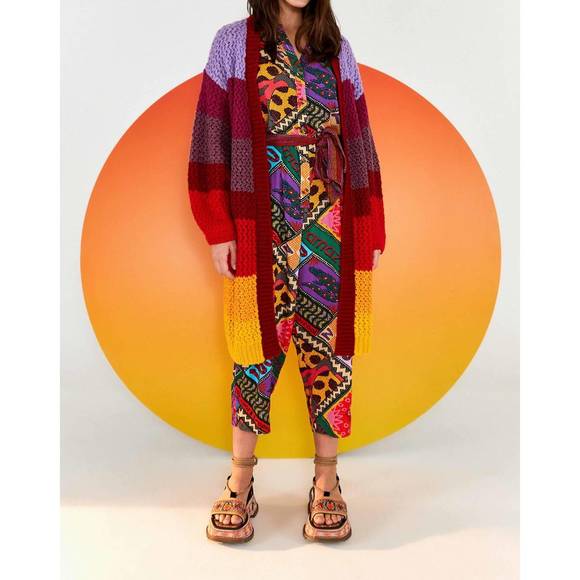 FARM Rio | Sweaters | New Farm Rio Patch Twirl Stripes Cardigan In ...